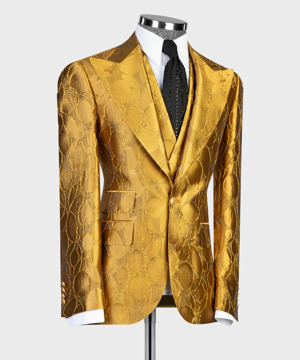 Golden Shiny Textured Suit – LABERDE
